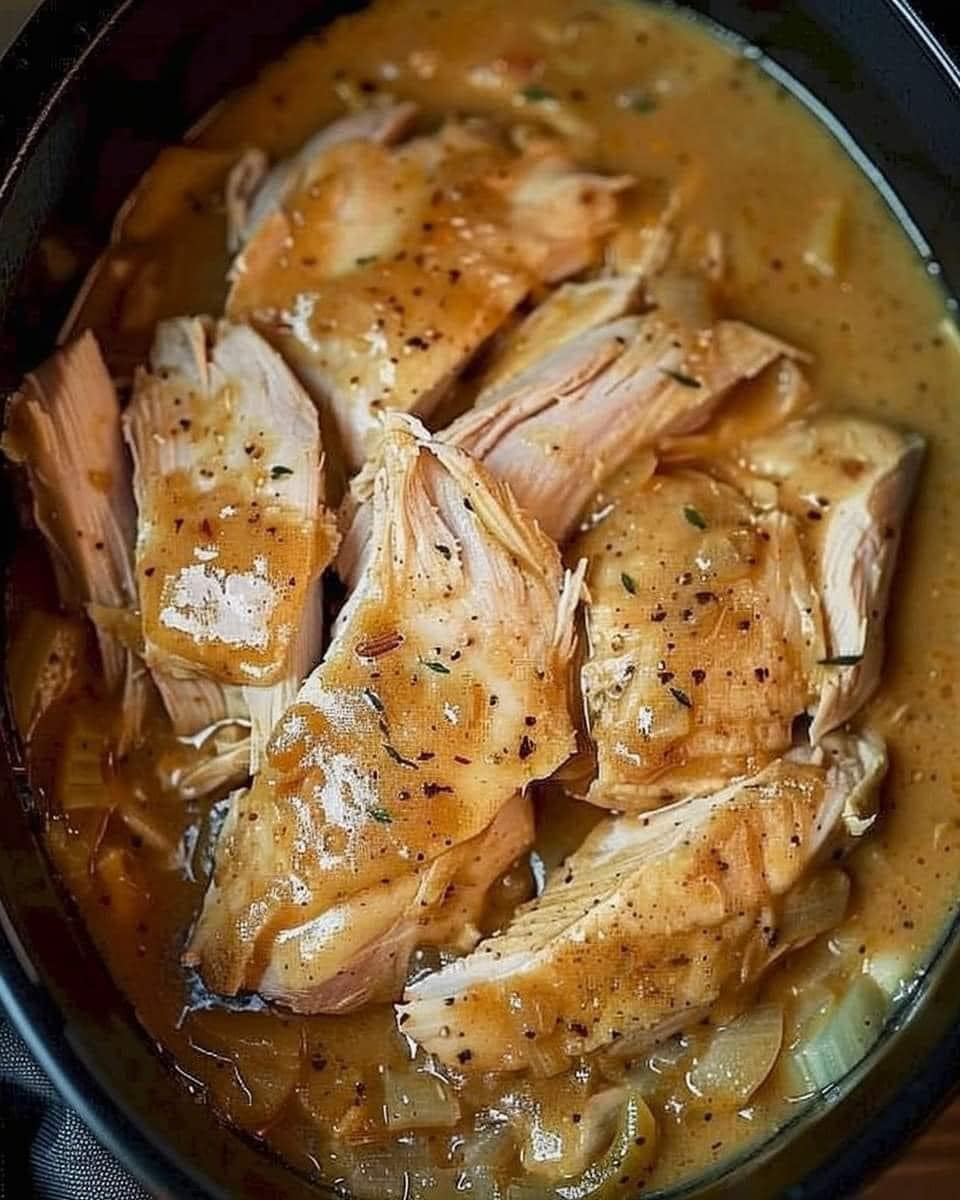 Savory Slow Cooker Chicken Breasts with Gravy - Favorite Skinny Recipe