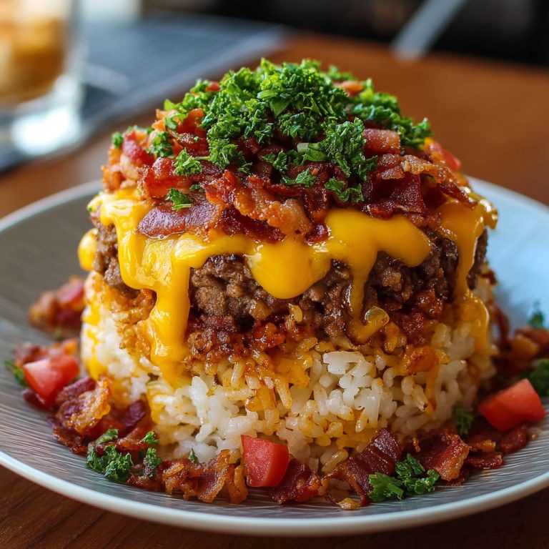 Bacon Cheeseburger Rice Stack - Favorite Skinny Recipe